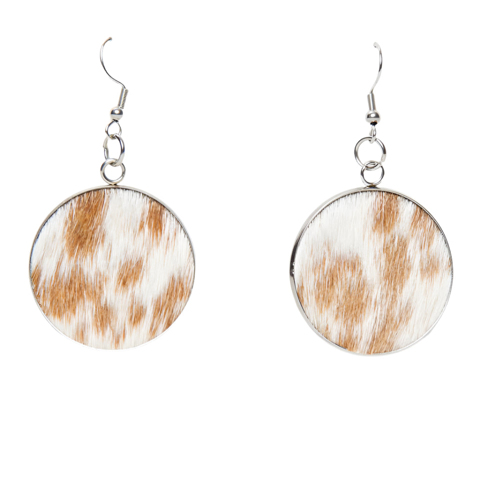 The Design Edge - Cowhide Earrings Round Drop - Tan – Redbournberry ...